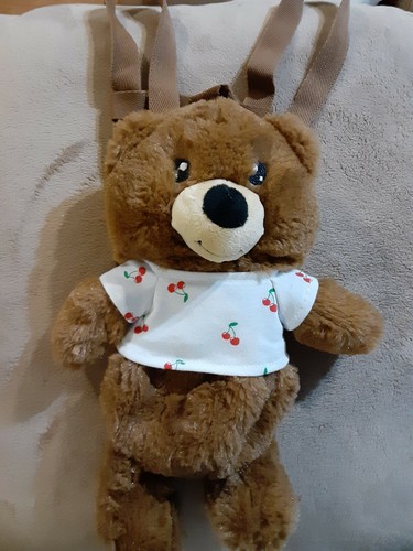 Mini teddy Bear Backpack. Cherry shirt. Infant toddler plush backpack ...