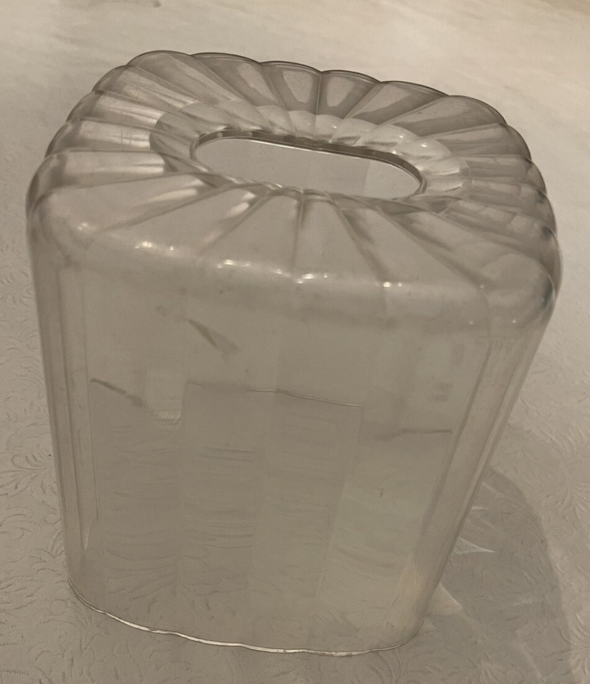 Lucite Plastic Acrylic Tissue Box Holder Square Cube Fluted Lobed ...