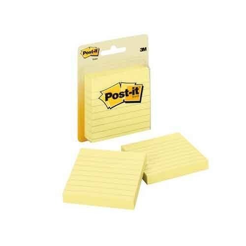 Post-it Notes 3"x3" Lined Yellow 100 Sheet Pad/2 Pads Office Home ...