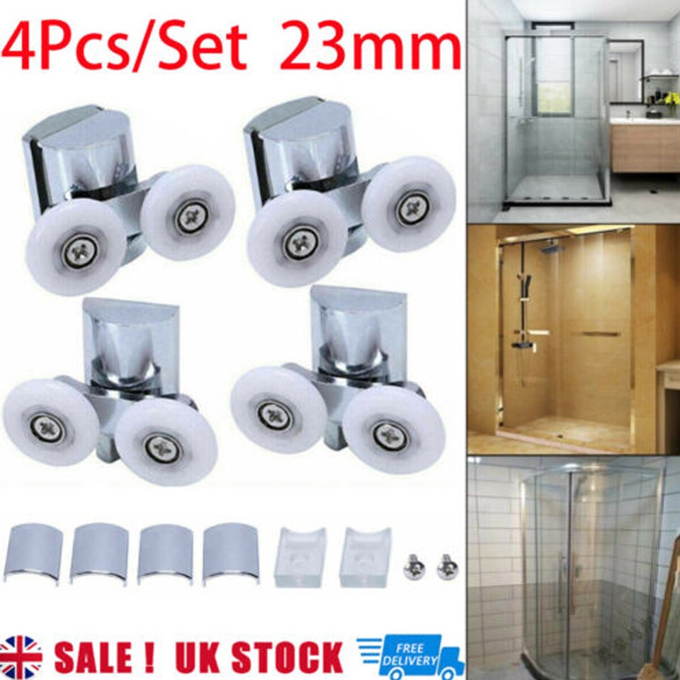 4Pcs Twins Shower Screen Door Rollers Runners Wheels Top&Bottom 23mm ...