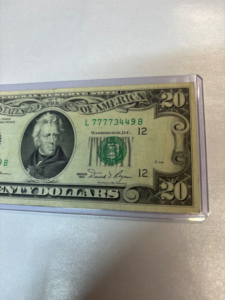 Rare Collectible 1981 L series 20 dollar bill (FANCY SERIAL NUMBER ...