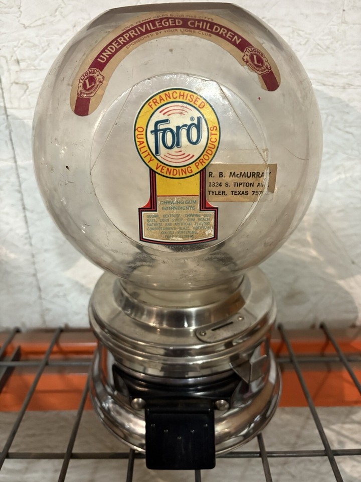 Vintage Lions Club Advertisment & Tag on Ford Gum Machine Gumball Candy ...