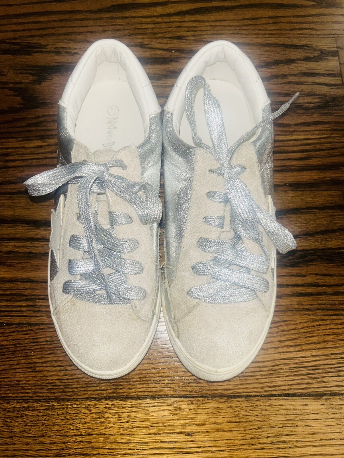 Nature Breeze White Metallic Silver Star Sneakers Sho… - Gem