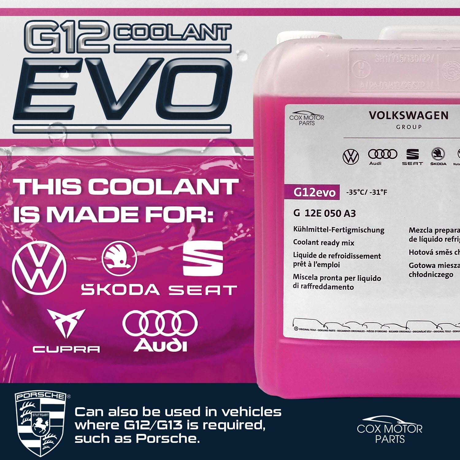 Genuine VW SEAT Audi Skoda G12 Evo (Replaces G13) Ready-Mix Coolant 5 ...