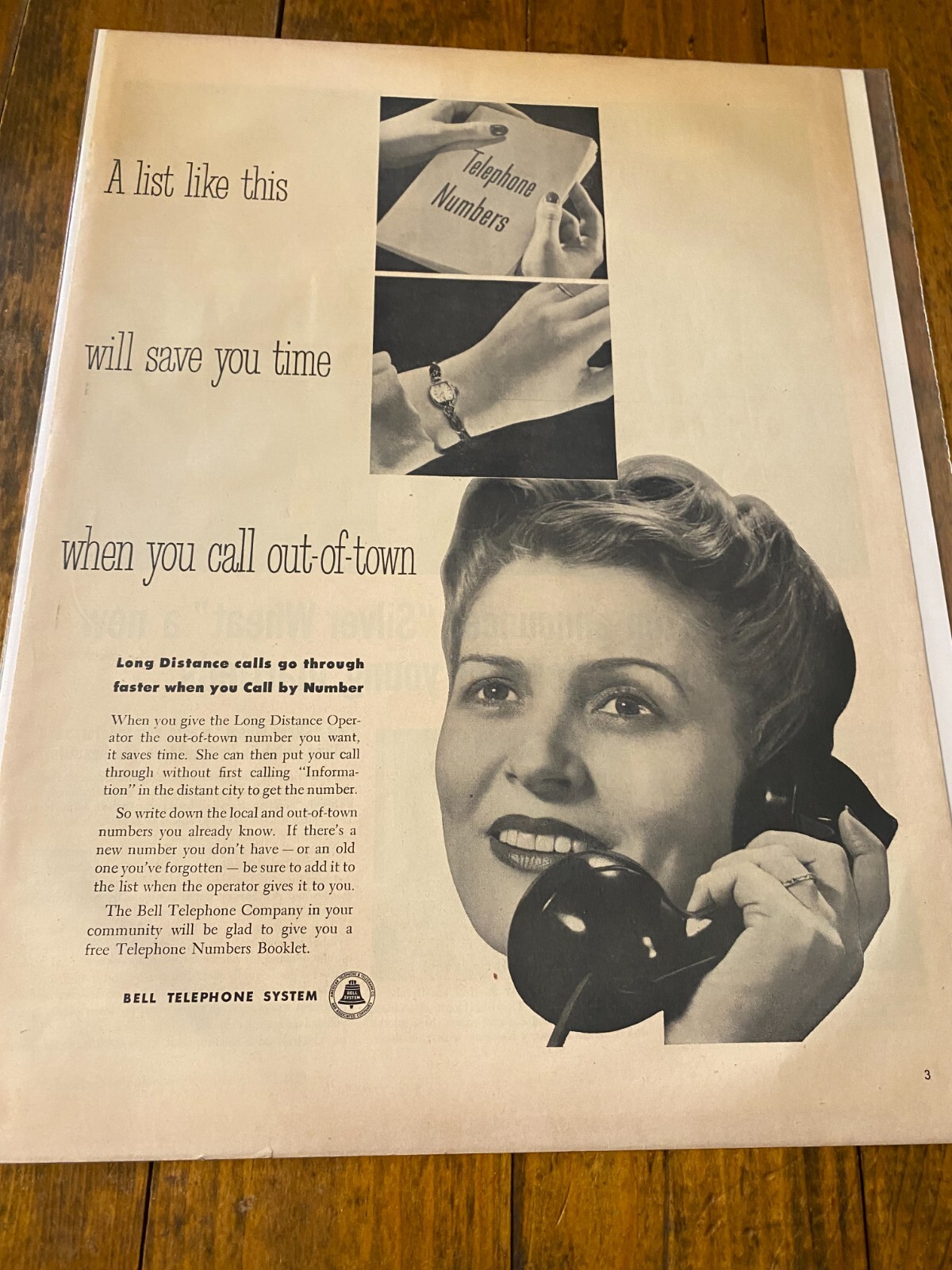 Vintage 1952 Bell Telephone System Telephone Numbers Book ad | eBay