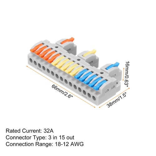 10pcs Din Rail Press Quick Terminal Blocks Splicing Wire Connectors(3 ...