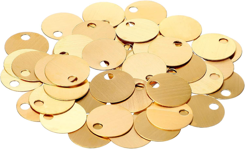 75 Pcs 1.50 Inch Solid Brass Tags for Stamping, Round Golden Blank ...