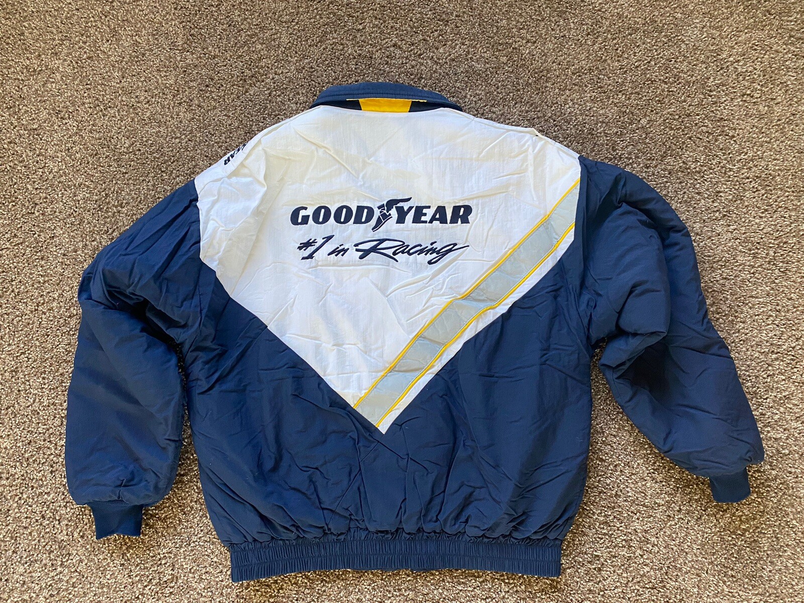 Vintage Goodyear Racing Jacket Navy Full Zip Bomber L… - Gem