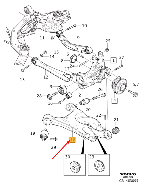 VOLVO XC90 MK2 Rear Left Lower Control Arm 36011695 NEW GENUINE | eBay UK