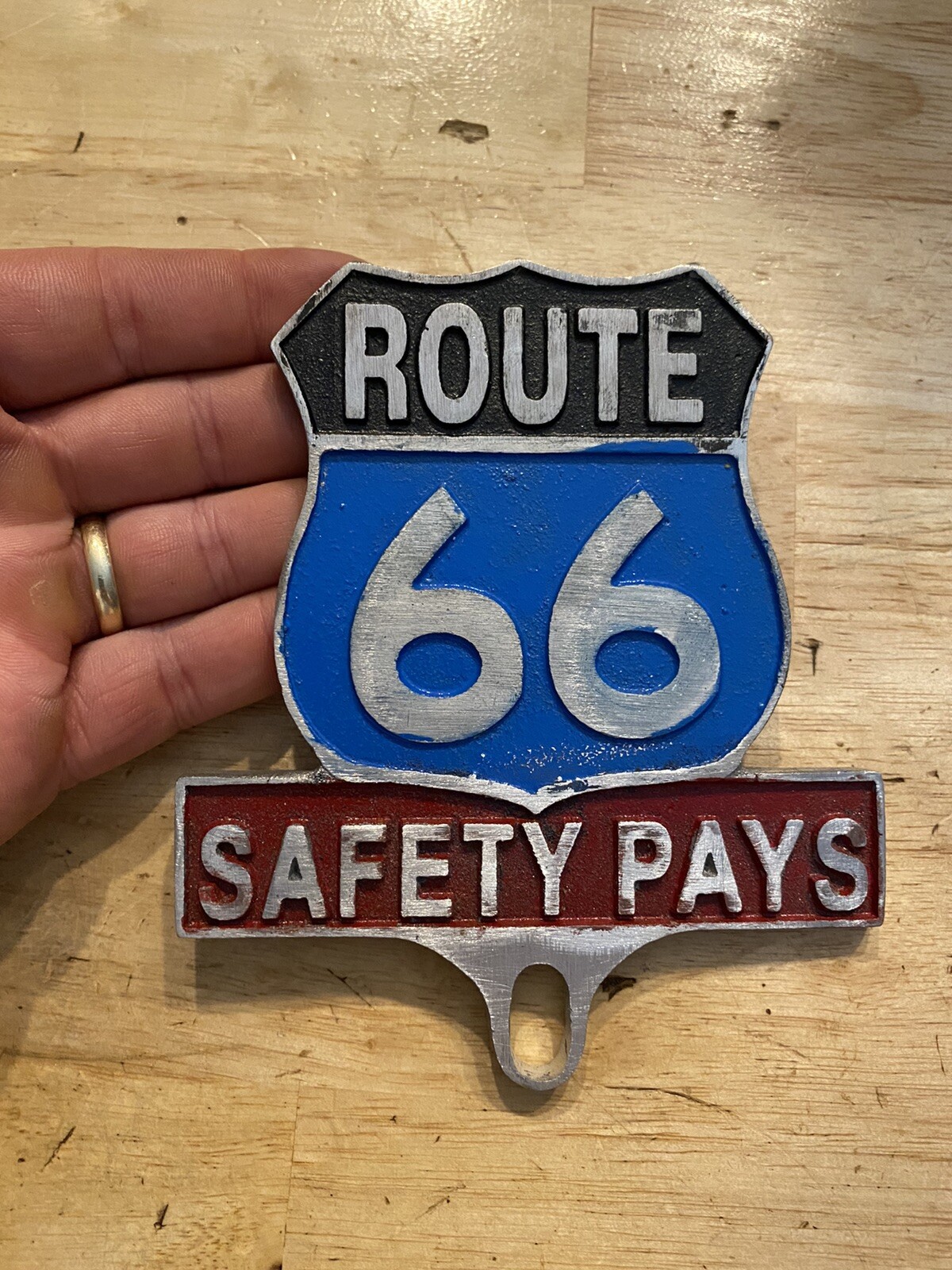Route 66 Topper Frame SAFETY PAYS Auto License Plate Classic Car Auto ...