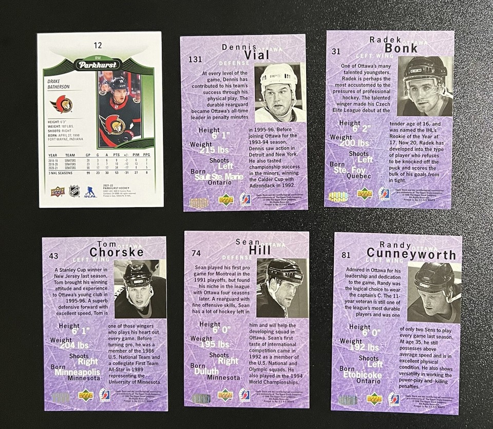 Ottawa Senators 6 Card Lot NHL Ice Hockey Cards | eBay