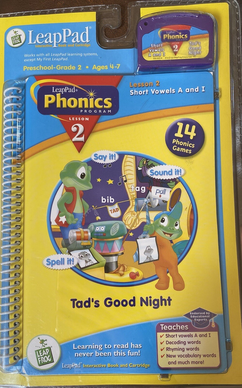 Leap Frog - Leap Pad Phonics Book & Cartridge "Tad's Good Night" Lesson ...