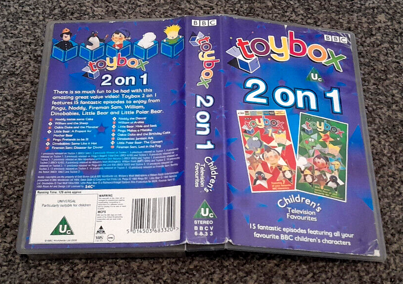 TOYBOX 2 ON 1 BBC VIDEO NODDY WILLIAM PINGU SAM PAL VHS VIDEO CHILDREN ...