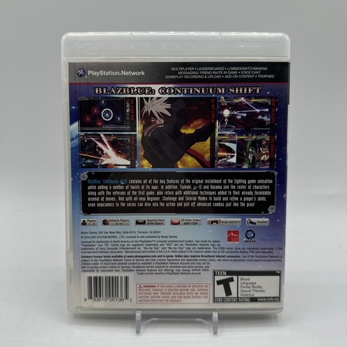 BlazBlue Continuum Shift PS3 PlayStation 3 Complete In Box CIB With Manual 893610001365| eBay