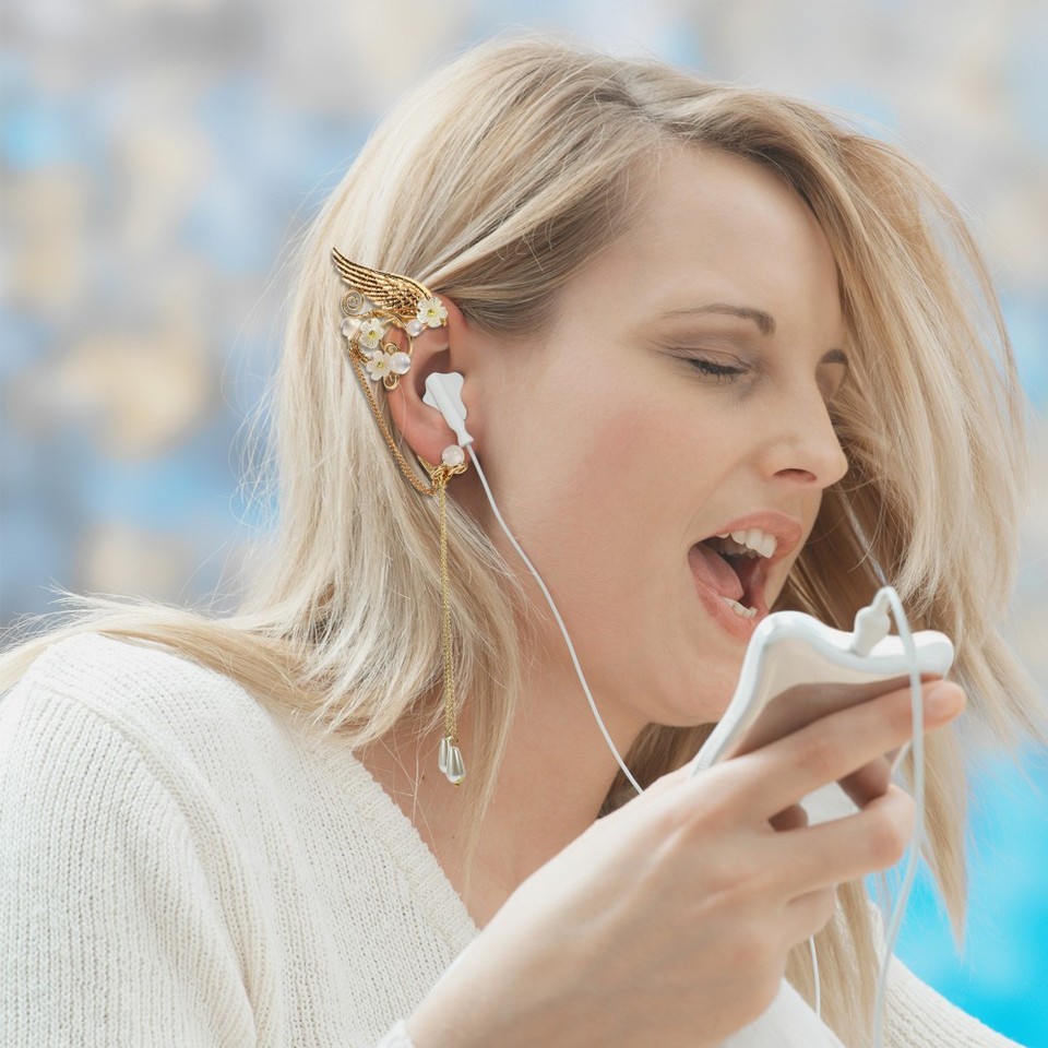 1 Pair of Flower Ear Cuffs Pearl Tassel Non-pierced Clip Earrings Fairy ...