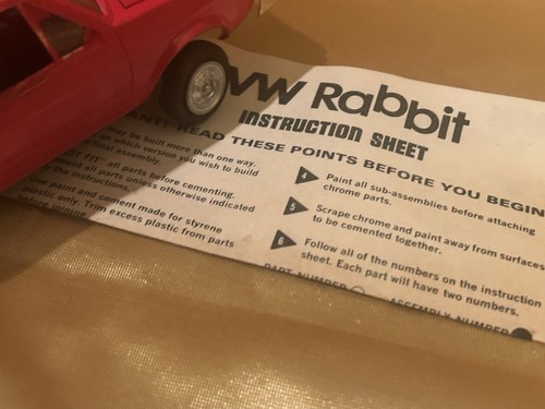 AMT 2001 1/25 VW Volkswagen Rabbit Model Kit VINTAGE Assembled. Red | eBay