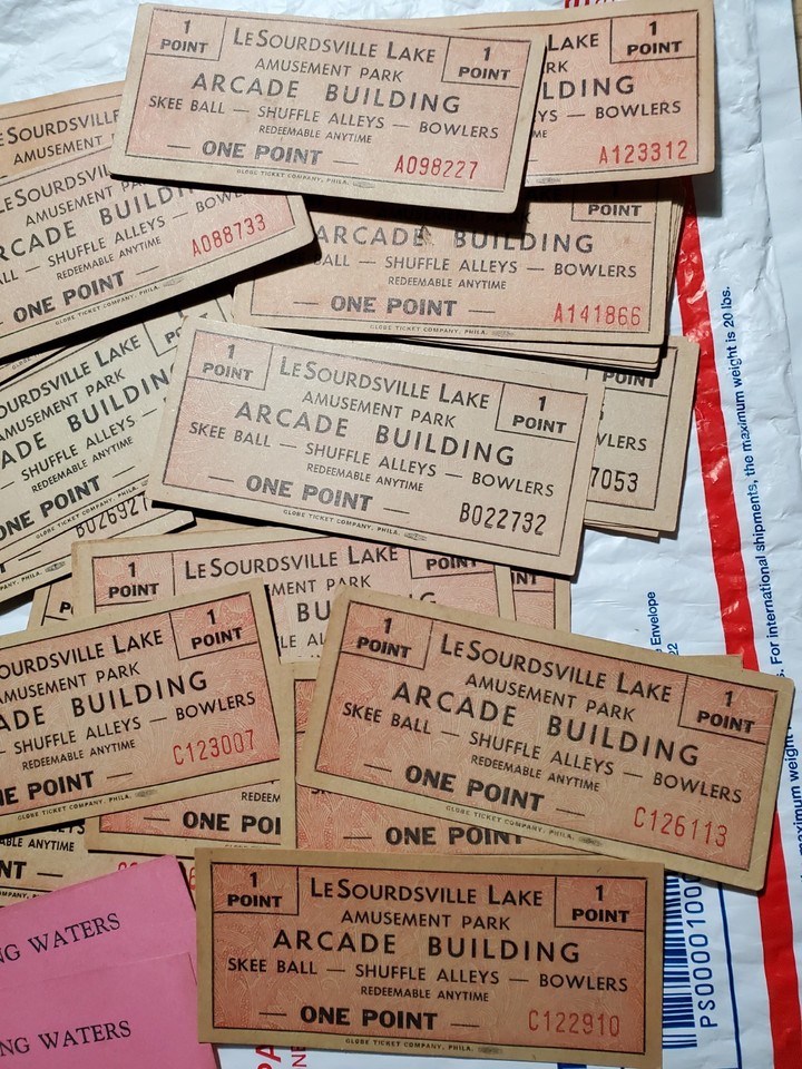 51 Lot Vtg Lesourdsville Lake Amusement Arcade A B C Series Tickets ...