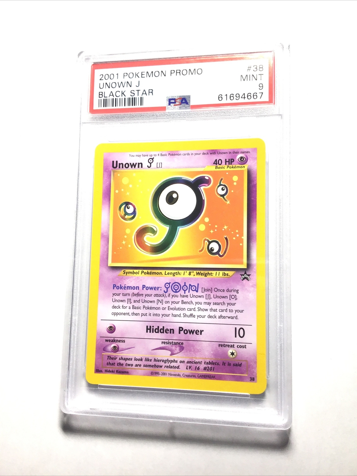 UNOWN J - 38 - Black Star Promo - Pokemon Card - PSA 9 ID:61694667 | eBay