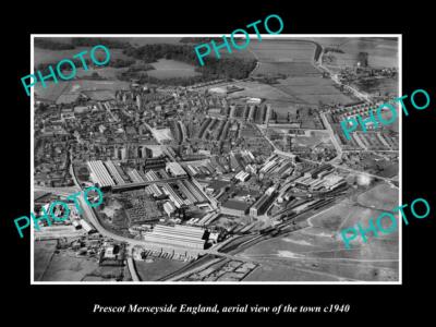 OLD 6 X 4 HISTORIC PHOTO OF PRESCOT MERSEYSIDE ENGLAND, TOWN AERIAL ...