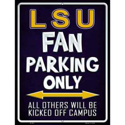 LSU Metal Parking Sign 12"x 18" for Home Wall Door Garage Novelty Decor ...