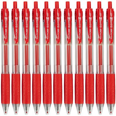 10 pack Red Gel Pens Retractable Rollerball Pens Fine Point Ballpoint ...
