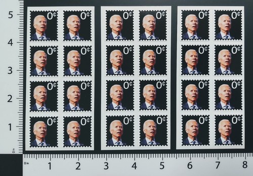 Joe Biden 0 cent NOVELTY STAMP 24 pack Presidential Zero Cents stamps ...
