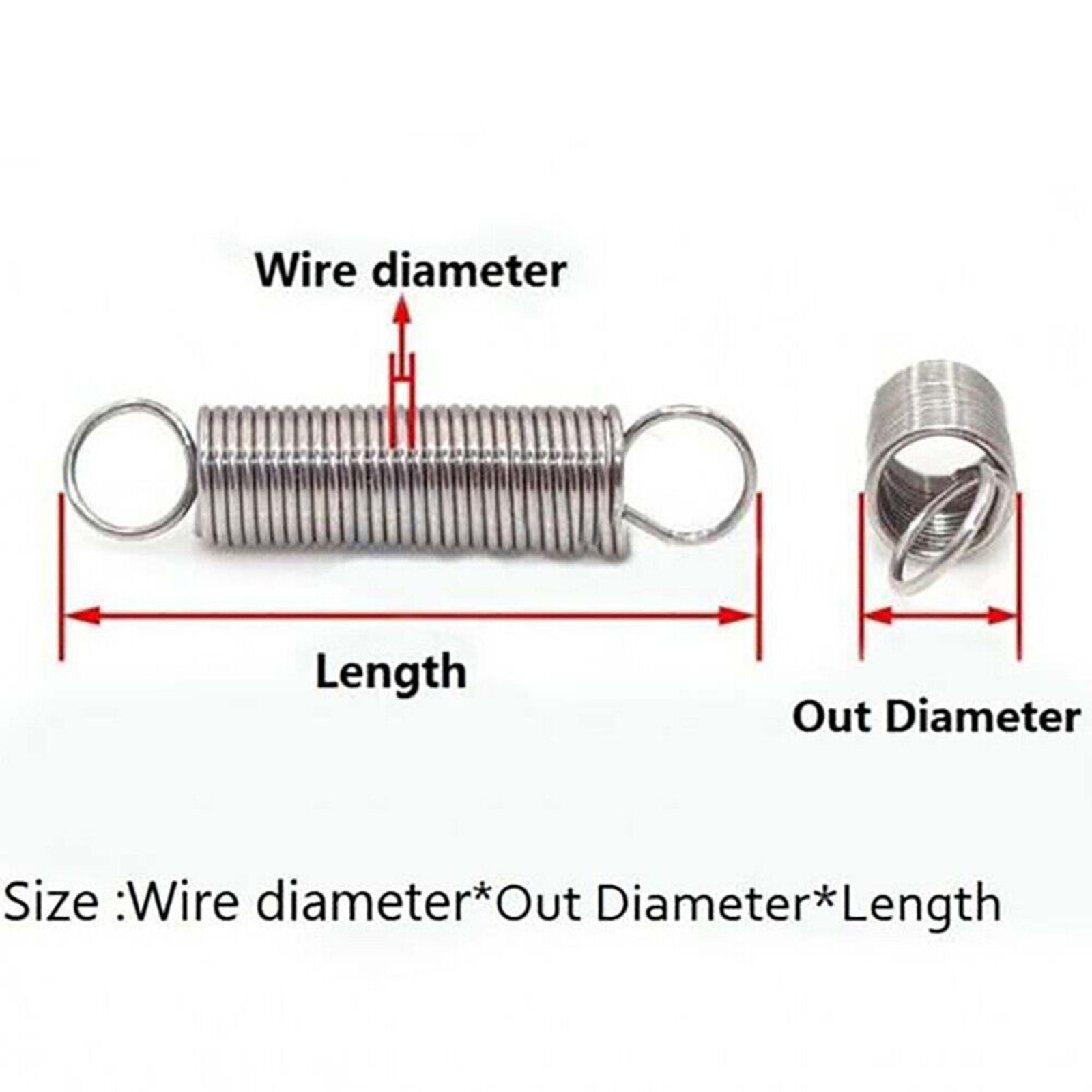 3PCS Wire Dia.1.0mm Expansion Spring Tension Extension Extending ...