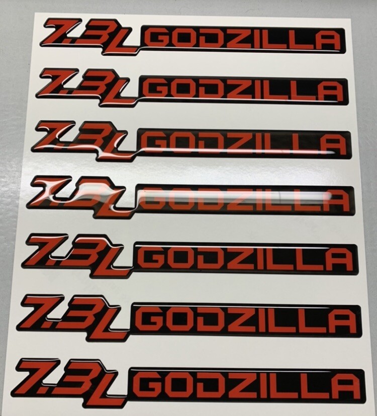 (3) Gel-coated 7.3L GODZILLA badges Ford Super Duty Tremor F250 Red ...