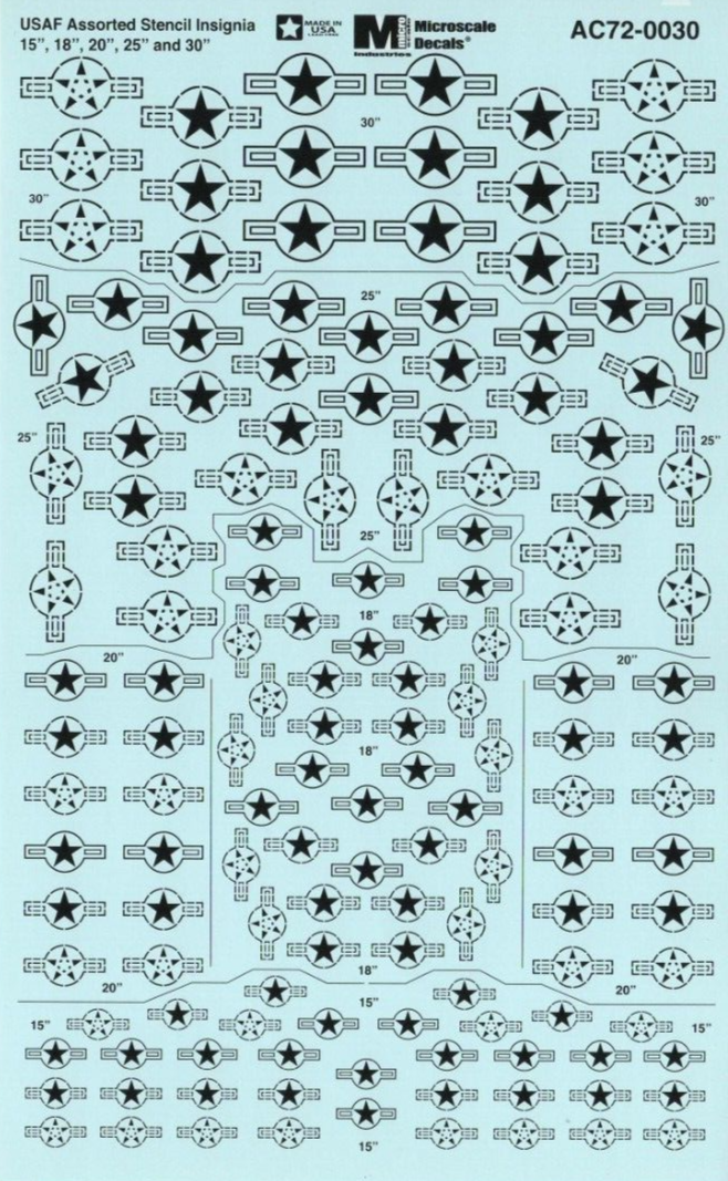 Microscale 1/72 USAF US Air Force Low Viz Assorted Stencils Insignia ...