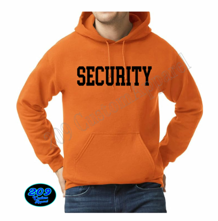 Hi-Visibility SECURITY Fleece Hoodie Front & Back Print Safety Colors ...