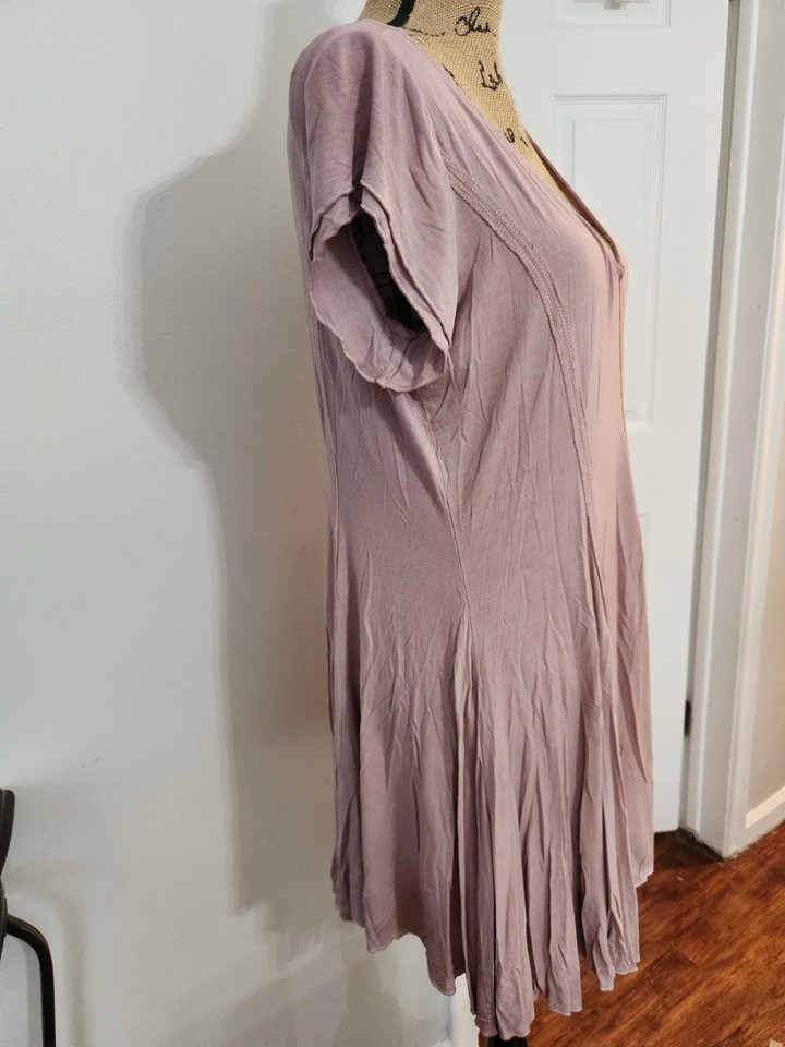 POL Mauve Boho Swing Dress Tunic V-Neck Short Sleeve NWOT Size M | eBay