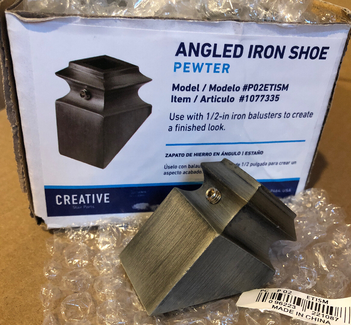 (LOT OF 6) PEWTER Wrought Iron 1/2" Baluster Angled SHOE Knuckle Stair ...