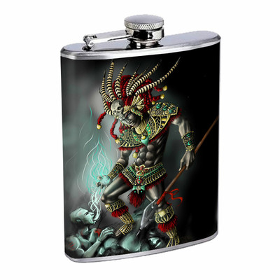 Aztec Warrior D14 Flask 8oz Stainless Steel Hip Drinking Whiskey Rum ...