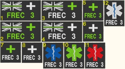 FREC 3 Medical ID Tag Embroidered Patches Hook or Sew On Backed | eBay UK