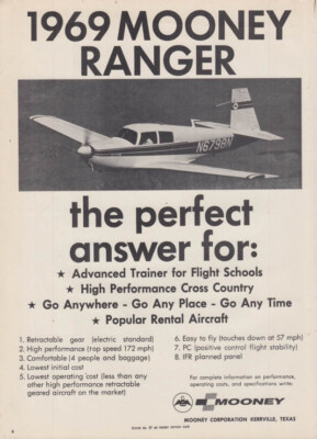 Perfect answer for flight schools - Mooney Ranger airplane ad 1969 AOPA ...