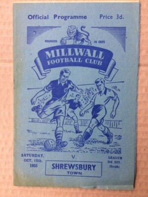 Millwall V Shrewsbury Town 1955-1956 | eBay UK