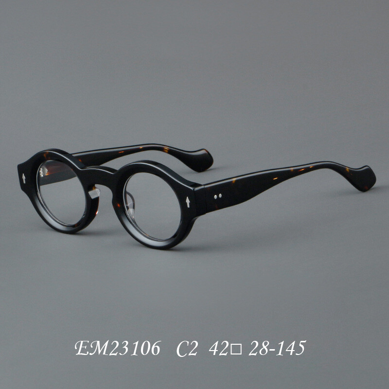 Acetate Round Retro Eyeglasses For Men Women Classic Glasses Thick ...