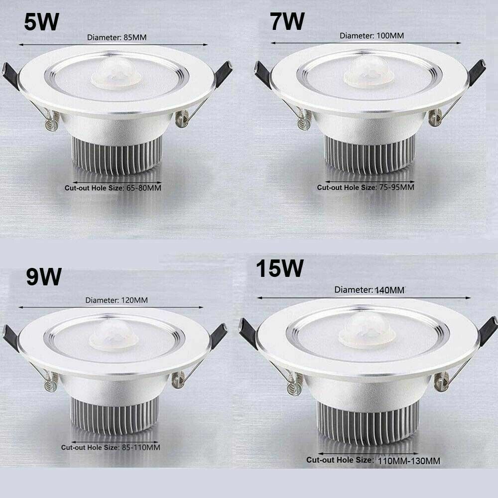PIR Motion Sensor LED Ceiling Downlight Recessed Spotlight Lamp Indoor ...