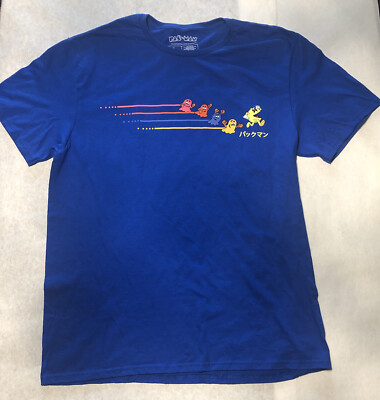 Pac-Man Shirt Men’s Large Retro Blue Pac Man Video Game Ghosts Chasing ...