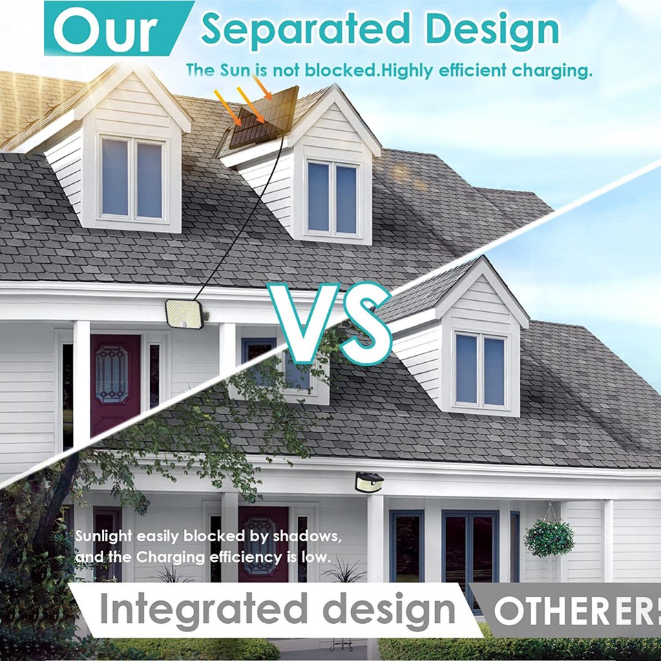 CLAONER 190 LED Solar Power Security Light PIR Motion Sensor Outdoor ...