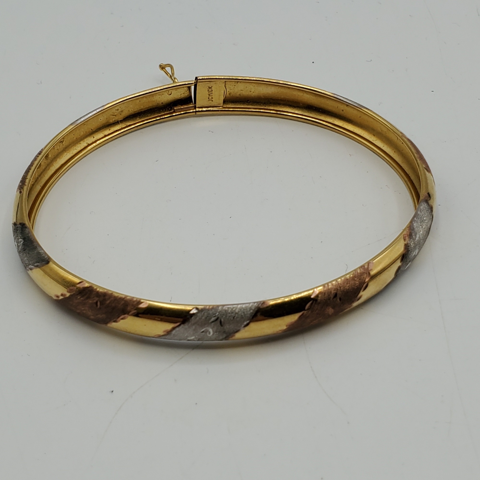 JCM 10K Yellow Gold Rose & White Gold Plated Bangle Bracelet | eBay