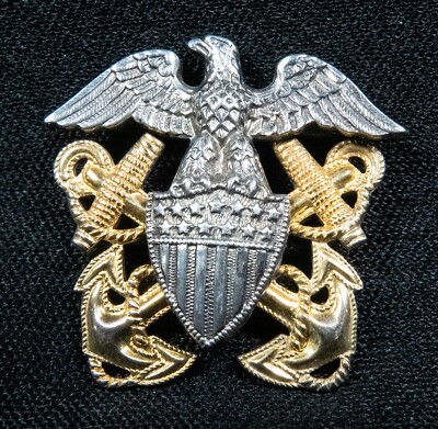 Sterling Silver & Gold Plated Eagle Anchors Sword Navy Military Pin | eBay