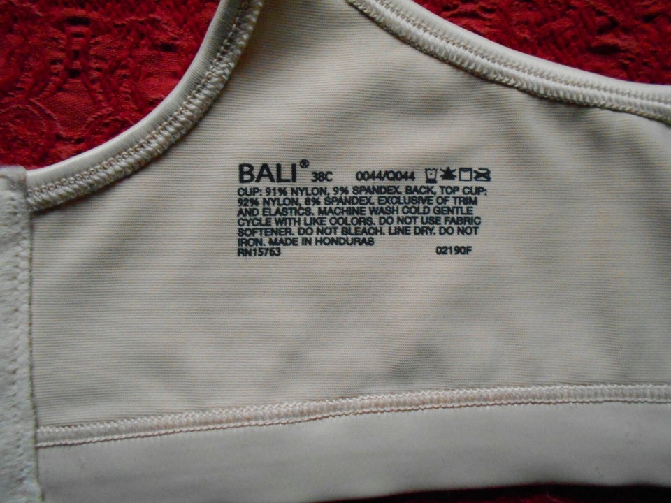 NWOT Bali 38C Support Soft Touch Wirefree Bra 0044 Taupe-RN 15763-Nylon ...