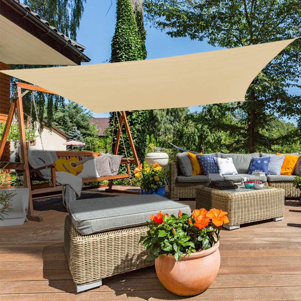 Rectangle Sun Shade Sail Canopy Shelter Shade Mesh Cover Patio Yard ...