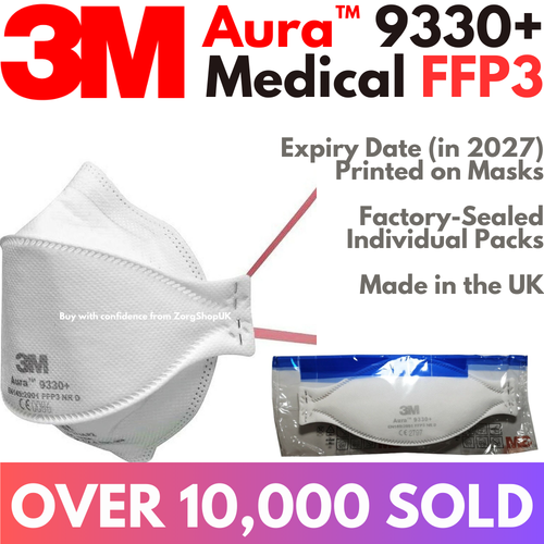 3M Aura 9330+ FFP3 Respirator N99 Medical Face Mask NR D Unvalved ...