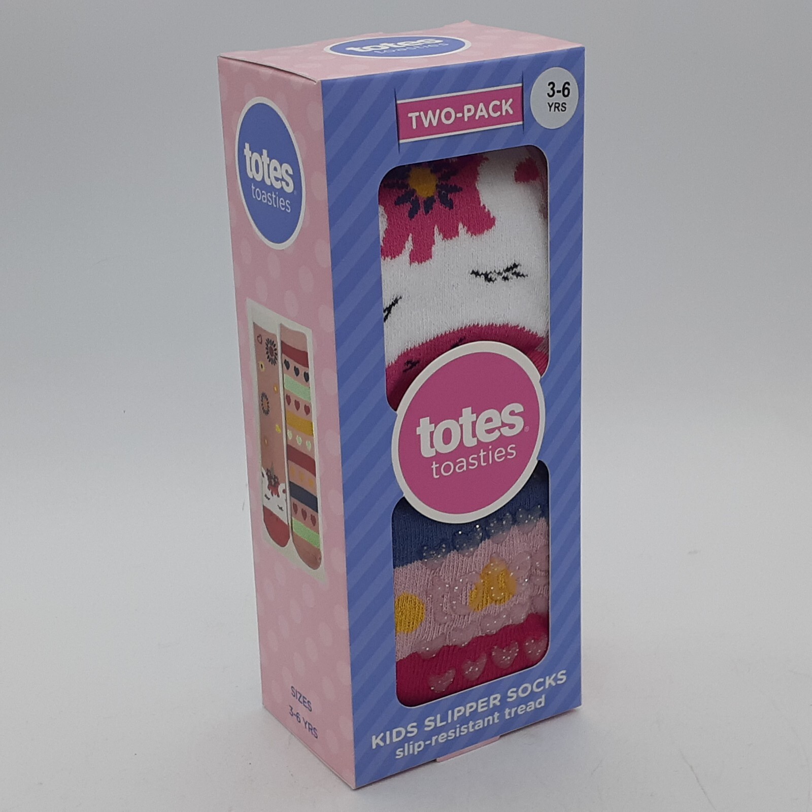 6 Pairs: Totes Toasties Kids Slipper Socks Rainbows/Unicorns Size 3-6 ...