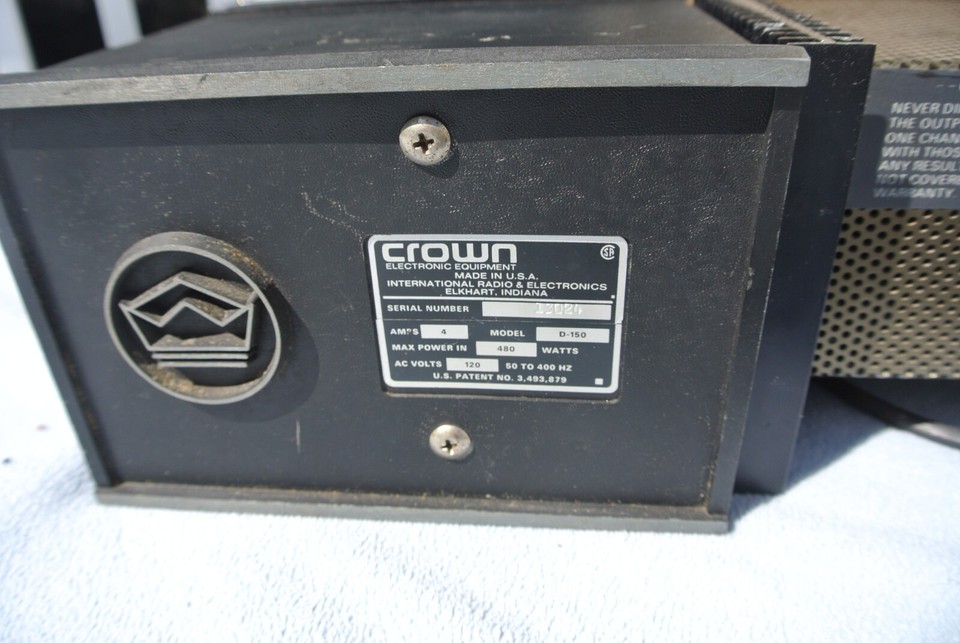 Vintage CROWN stereo power amplifier Amp D150A - For parts Not working ...