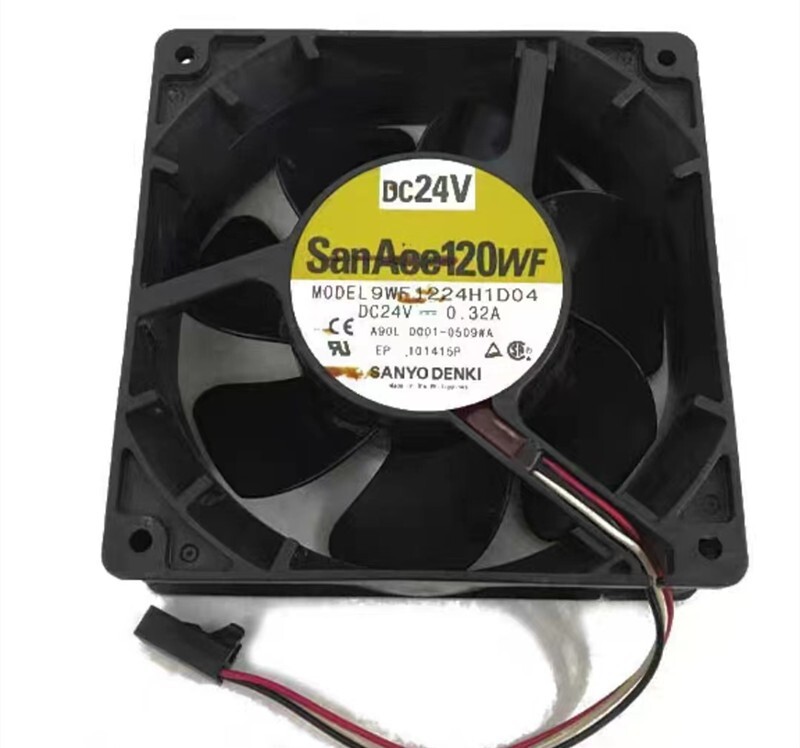 1 pcs Sanyo Fan 9WF1224H1D04 A90L-0001-0509#A DC24V 0.32A 12cm 3-wire ...