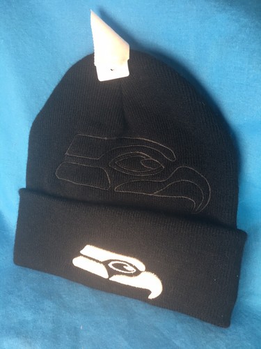 Seattle Seahawks Skull Cap Hat Football RARE NFL Beanie Embossed Black ...
