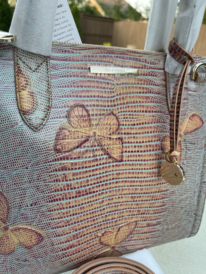 Brahmin Small Caroline Leather Satchel Mandarin Orange Heatwave ...